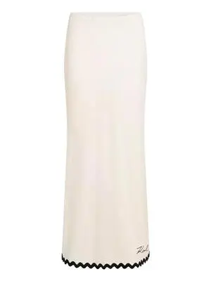 Karl Lagerfeld Signature Scallop Maxi Skirt - Neutrals