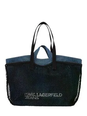 Karl Lagerfeld Denim Mesh Tote Bag - Blue