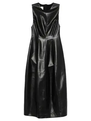 Nanushka Crew-neck Fluted-hem Midi Dress - Black