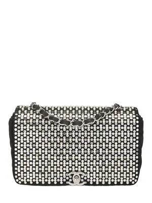 Chanel Embellished Velvet Flap Bag - Black