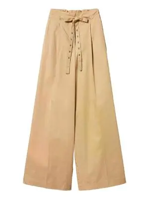 TWINSET Tie Detailed Palazzo Trousers - Neutrals