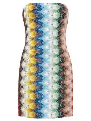 Missoni Zigzag Strapless Mini Dress - Blue