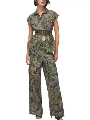 Liu Jo Printed Cargo Pants Brown