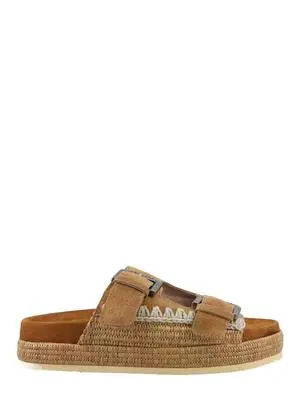 Mou Buckle Detail Platform Sandals - Brown