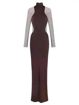 Elisabetta Franchi Sheer Panel Gown - Brown