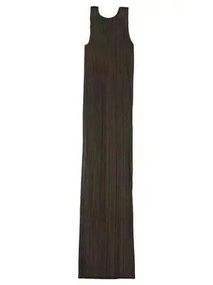 Issey Miyake Pleated Maxi Dress - Brown