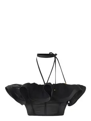 Elisabetta Franchi Ruffled Halterneck Top - Black
