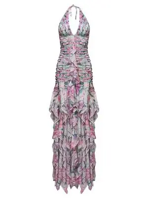 PatBO Floral-print Ruffled Gown - Green