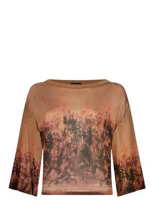 Liu Jo Printed Crew-neck Top - Brown