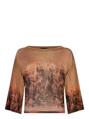 Liu Jo Printed Crew-Neck Top Brown