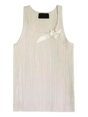 Simone Rocha Ribbon-detail Ribbed Knit Vest - Neutrals