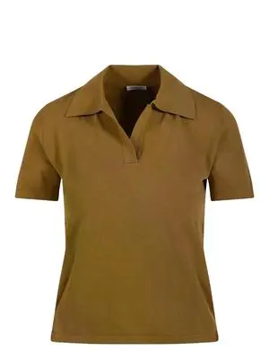 ROBERTO COLLINA Polo V-neck T-shirt - Brown