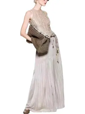 Giorgio Armani Pleated Lurex Top Neutrals