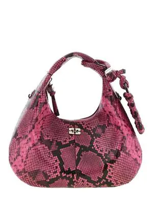 GANNI Mini Snake-Print Bag Pink