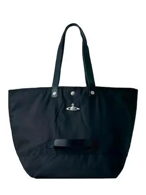 VIVIENNE WESTWOOD Logo Plaque Tote Bag With Leather Handles - Black