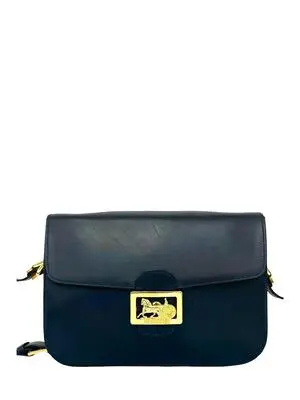 Celine 20th Century Leather Logo Crossbody Bag - Blue