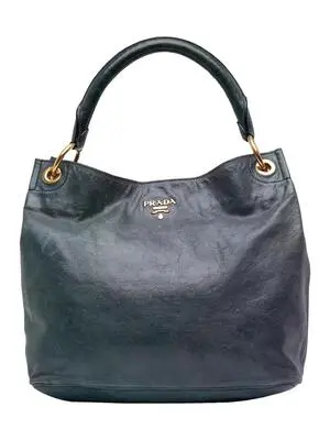 Prada 2010-2026 Vitello Daino Hobo Bag - Blue