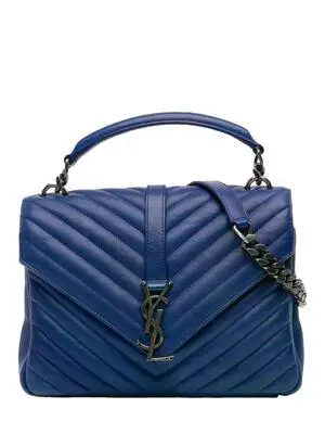 Saint Laurent 2017 Medium Monogram College Satchel - Blue