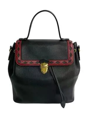 Saint Laurent 20th Century Pebbled Leather Satchel - Black