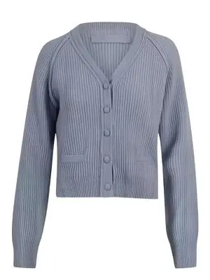 Victoria Beckham Ribbed Cardigan - Grey