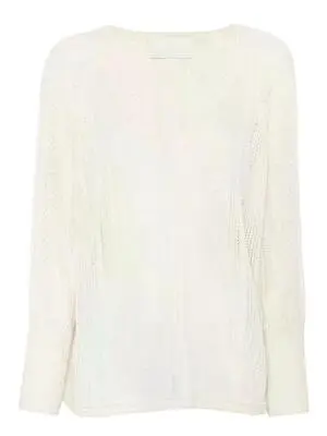 Eric Bompard Pointelle V-neck Top - Neutrals
