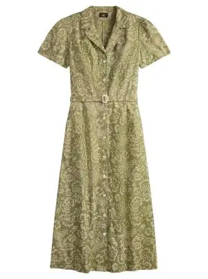 Ralph Lauren Floral Belted Midi Dress - Green