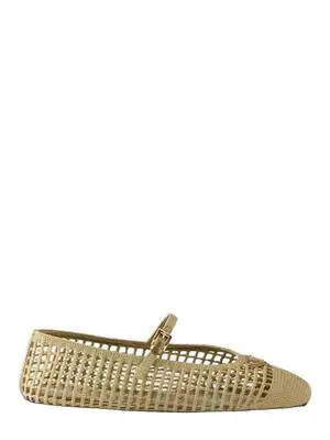 Prada Crochet Knit Ballet Flats - Gold
