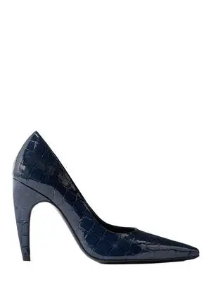 JUDE Fame Croc-Effect Leather Pumps Blue