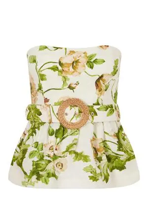 Cara Cara Tilda Strapless Belted Floral-print Top - Multi