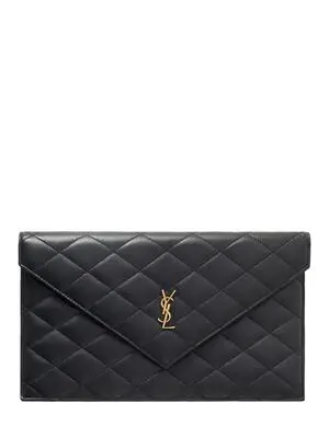 Saint Laurent Paris Matelassé Leather Pouch - Black
