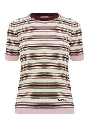 Moncler Striped Knitted T-shirt - Neutrals
