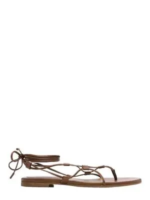 GIANVITO ROSSI Tie-fastening Flat Sandals - Brown