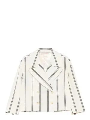 PSOPHIA Stripe-pattern Double-breasted Jacket - Neutrals