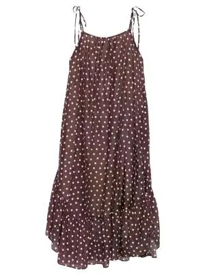 PSOPHIA Polka-dot Ruffled Midi Dress - Brown
