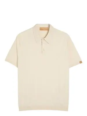 NOW YOU LIVE Pickwell Fine-knit Cotton Polo Shirt - Ecru