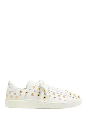 Valentino Garavani Royco Nappa Calfskin Sneakers With Stud Detail - White