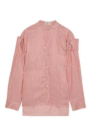 AKYN Kaia Striped Lyocell Shirt - Red