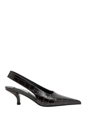 TOTEME Crocodile Embossed Slingback Pumps - Brown