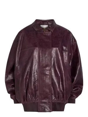Christopher Esber Devon Leather Bomber Jacket Maroon