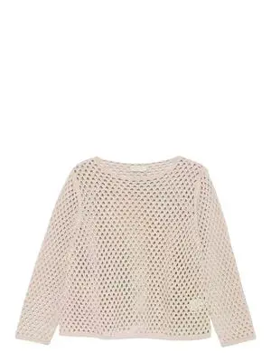 INTRECCI Open-knit Long Sleeve Sweater - Neutrals