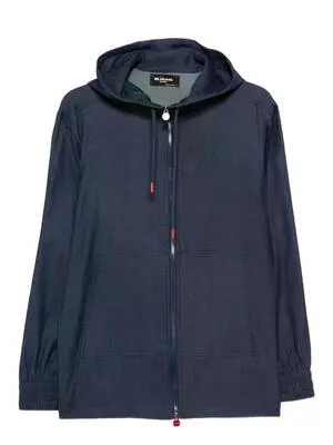 Kiton Hooded Zip-up Overshirt - Blue