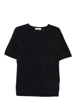 MANUEL RITZ Vertical Stripe Perforated T-shirt - Black