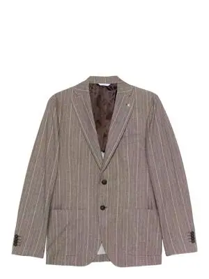 MANUEL RITZ Striped Two-button Blazer - Brown