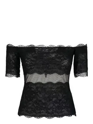 Blumarine Lace Off-the-shoulder Blouse - Black