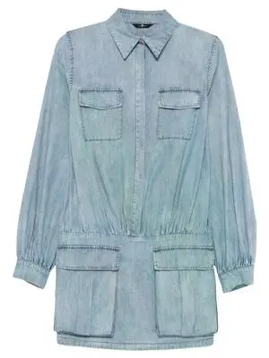 7 For All Mankind Utility Chambray Mini Dress - Blue