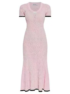 SELF-PORTRAIT Knitted Midi Dress - Pink