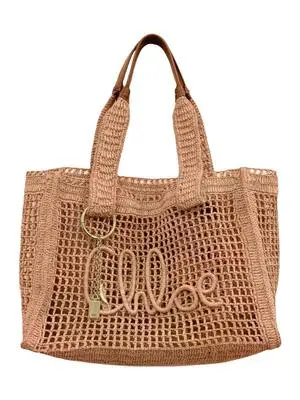 Chloé Openwork Logo Tote Pink