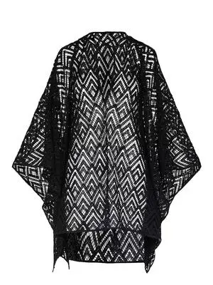 Johanna Ortiz Geometric-pattern V-neck Poncho - Black