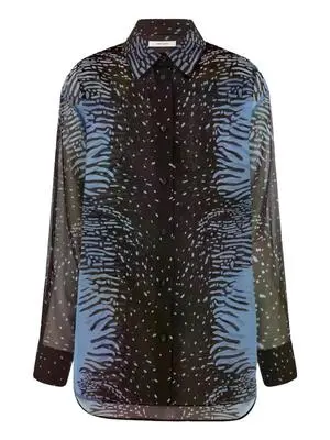FERRAGAMO Silk Georgette Shirt - Brown