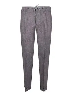 BARBA NAPOLI Drawstring Pleated Trousers - Grey
